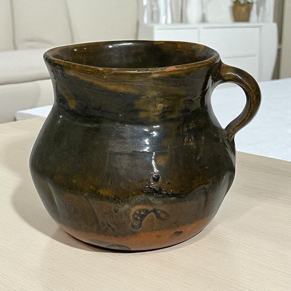 Handmade | Art | Vintage Mexican Redware Red Clay Pottery Bean Pot 6 ...